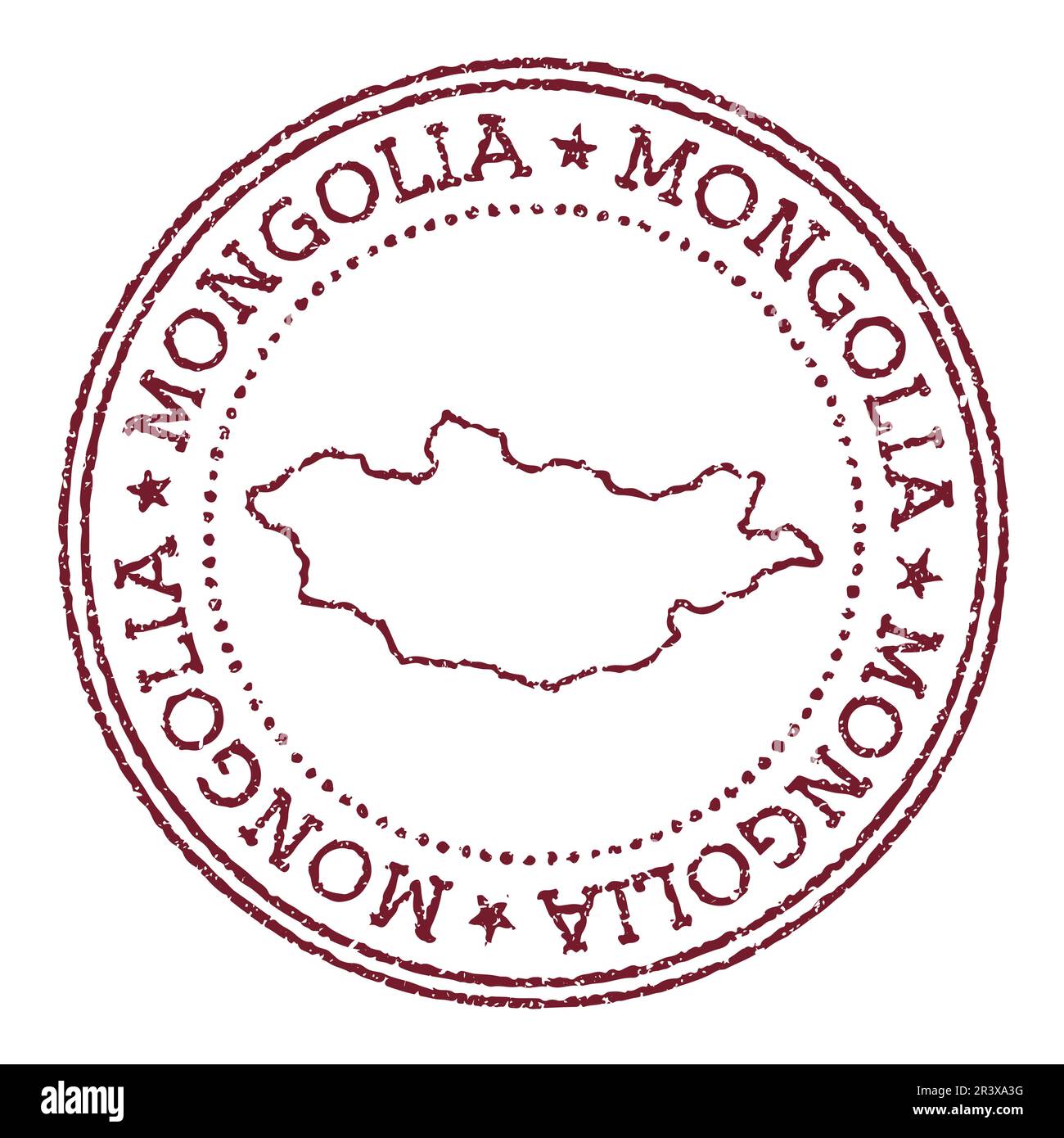 Mongolia round rubber stamp with country map. Vintage red passport ...