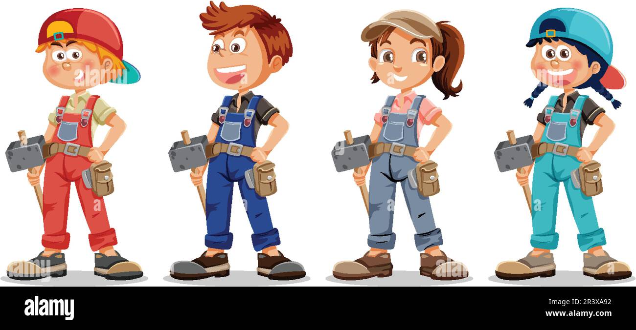 Set of handyman cartoon character illustration Stock Vector Image & Art ...