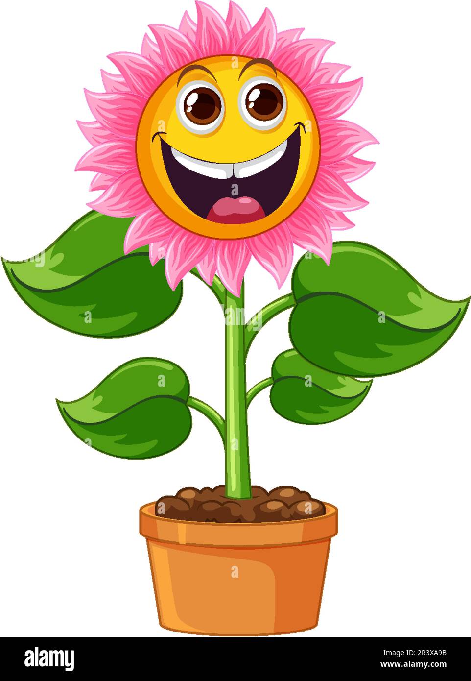 Sunflower plant in pot cartoon isolated illustration Stock Vector Image ...
