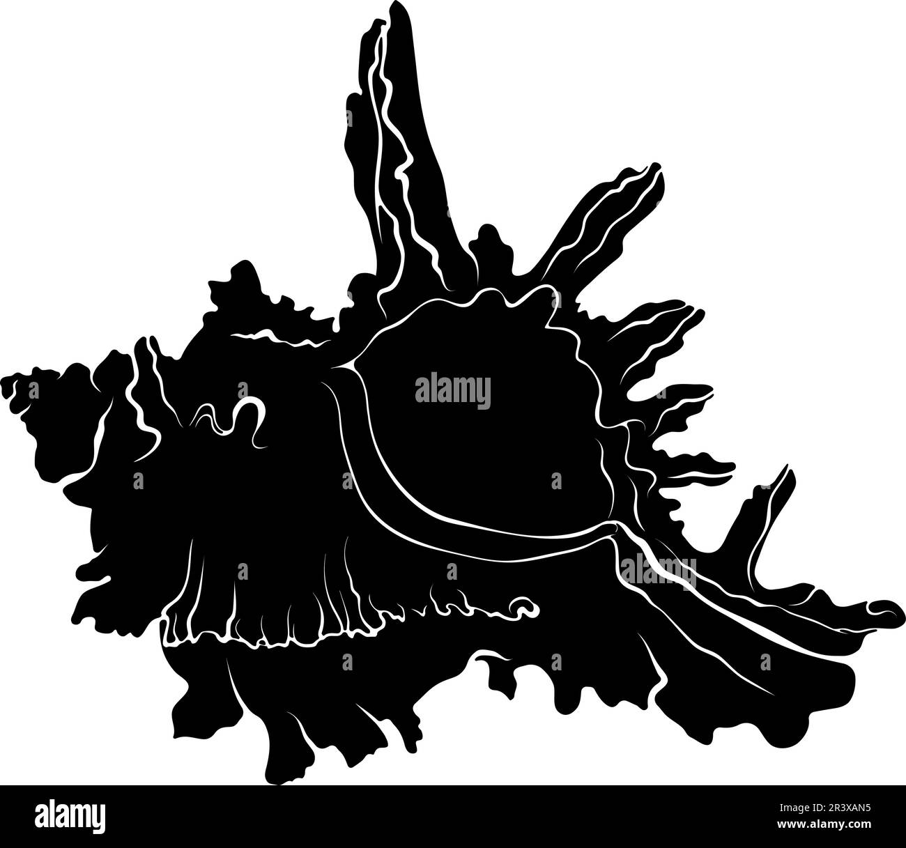 Marine spiked shell of spiral shape silhouette Stock Vector Image & Art ...