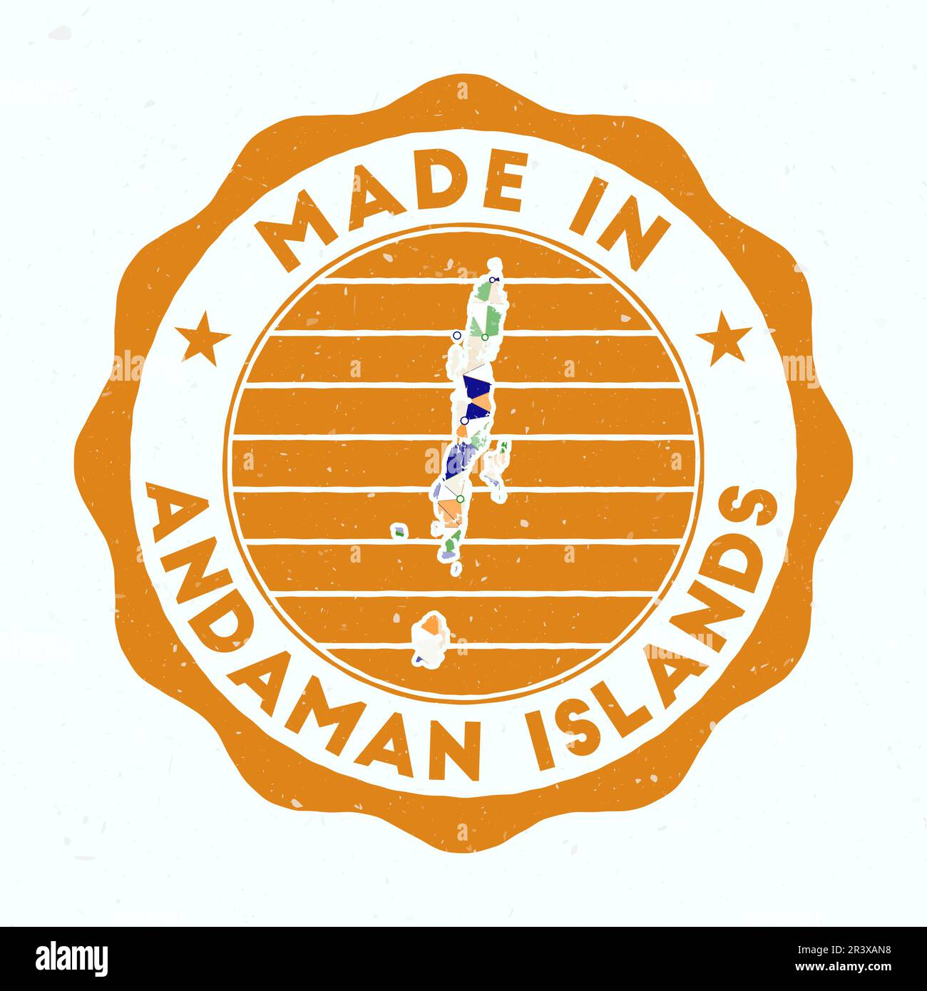 Made In Andaman Islands. Island round stamp. Seal of Andaman Islands ...