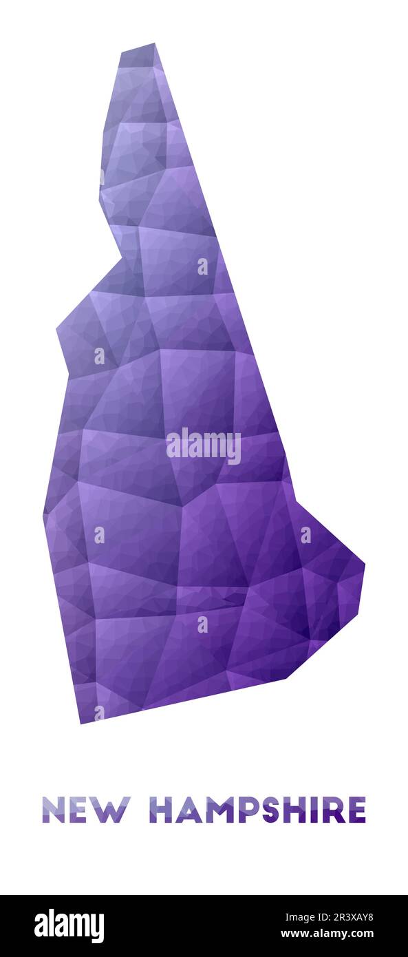 Map of New Hampshire. Low poly illustration of the US state. Purple ...