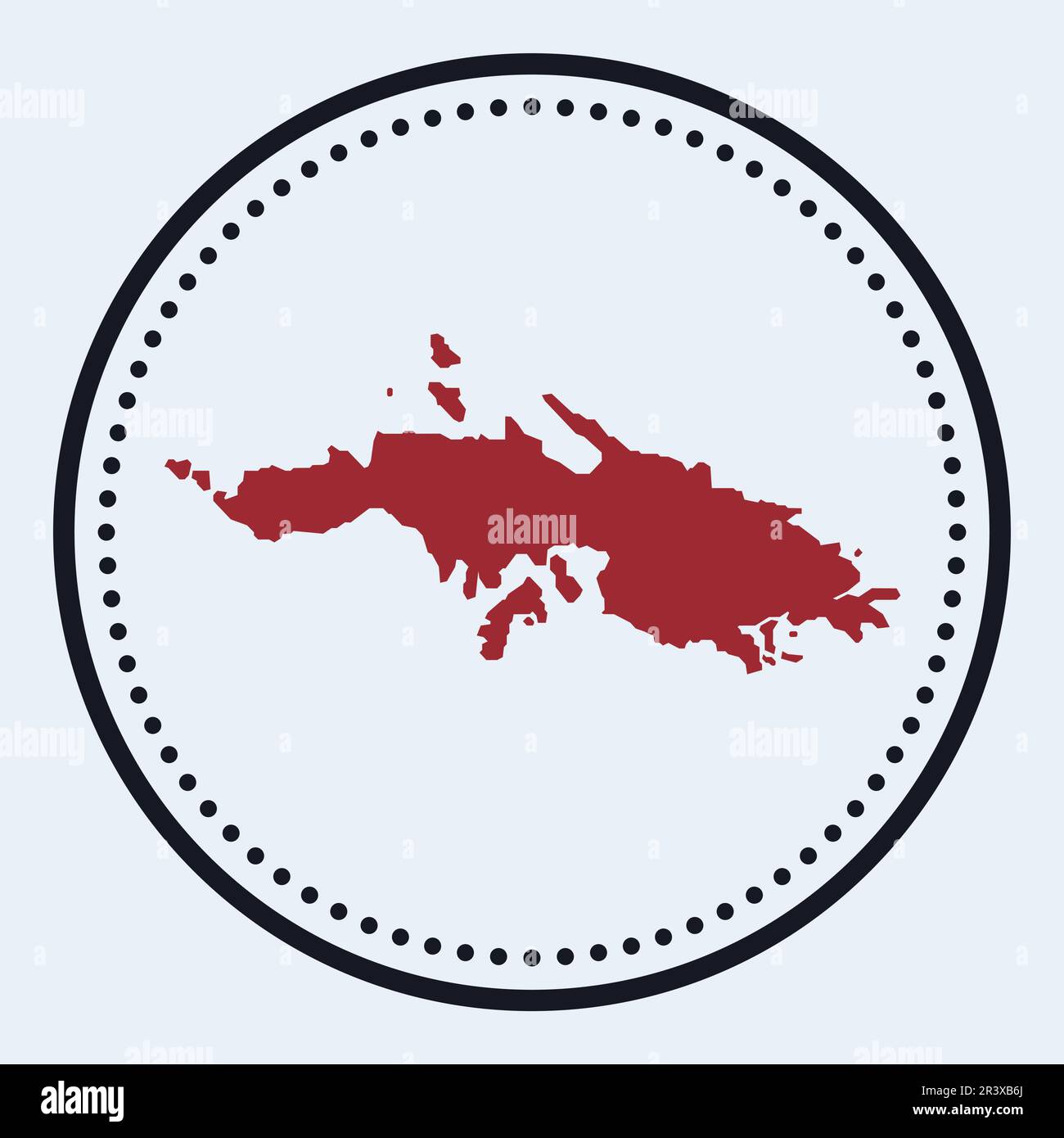 Saint Thomas round stamp. Round logo with island map and title. Stylish ...