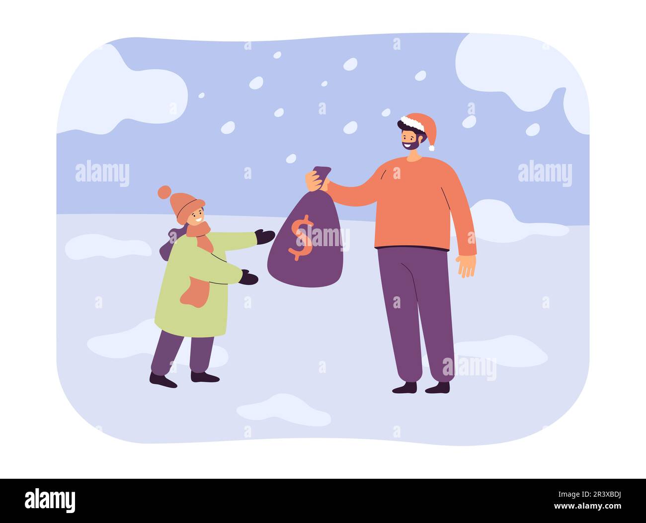 Cash gift from Santa flat vector illustration Stock Vector Image & Art ...