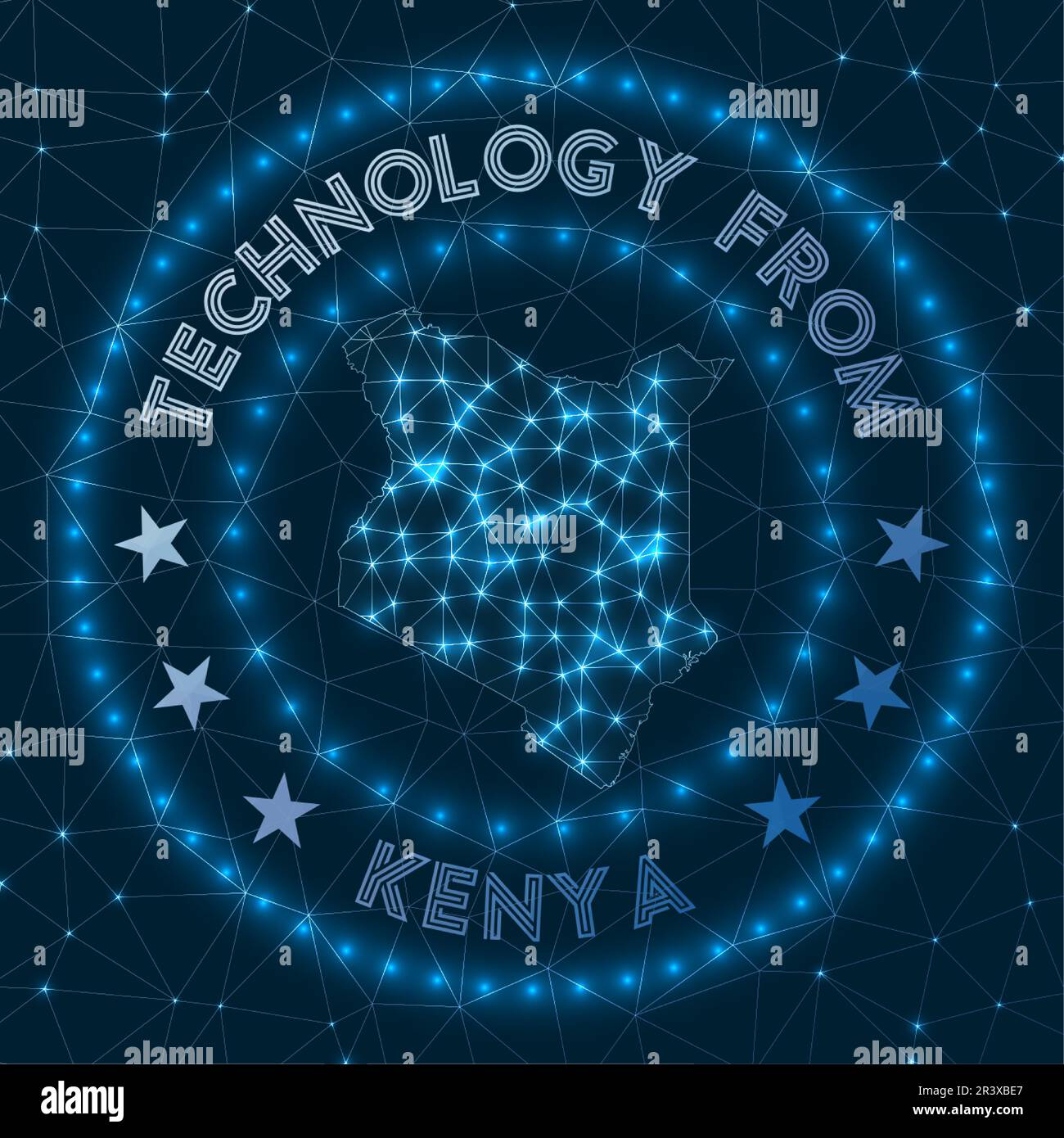 Technology From Kenya. Futuristic geometric badge of the country ...