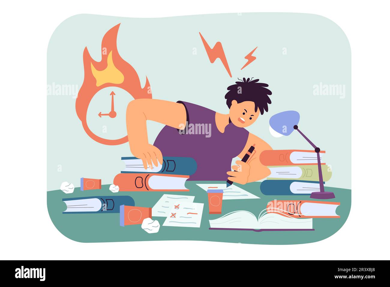 Student preparing for test at last moment Stock Vector Image & Art - Alamy