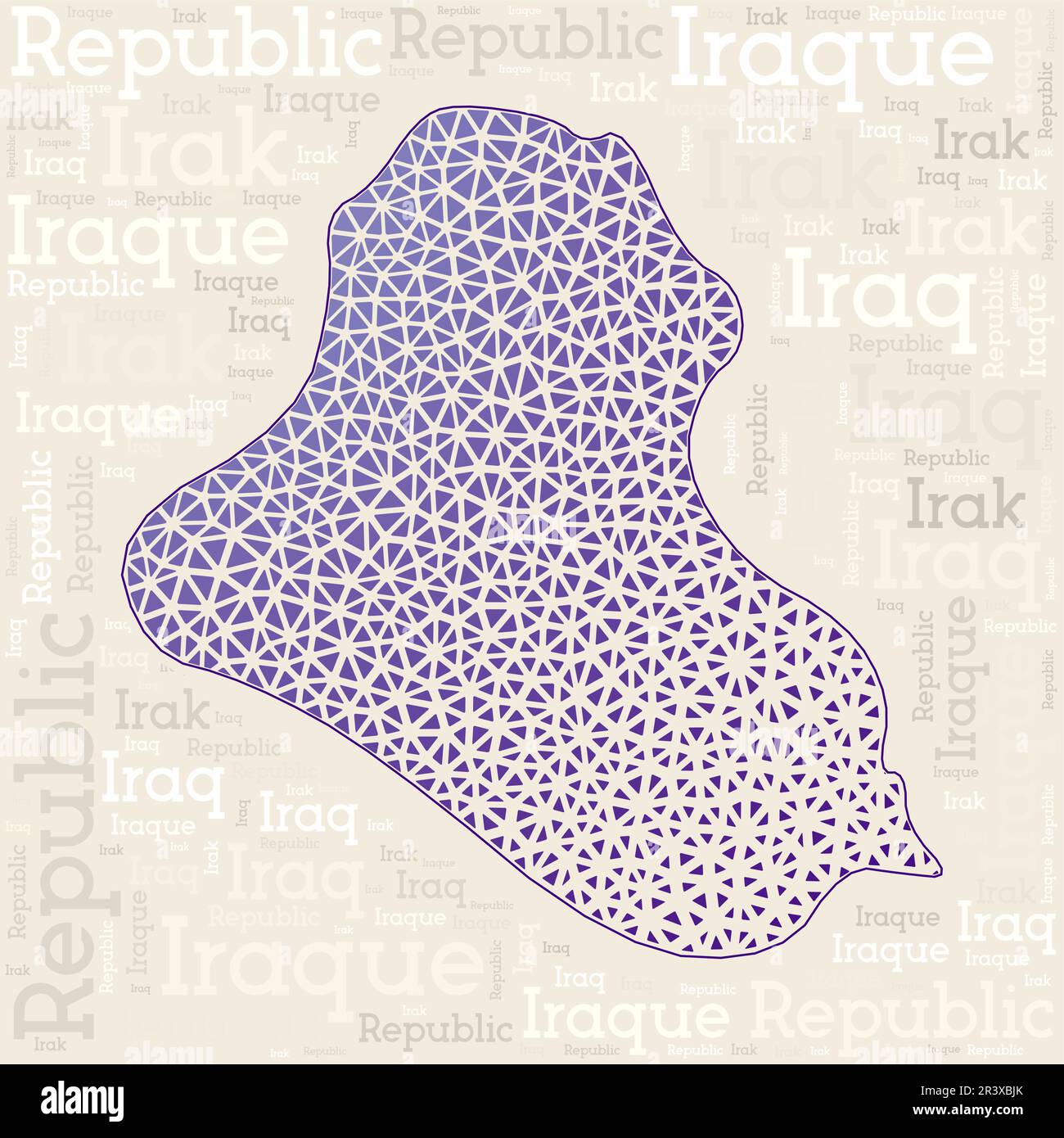 Iraq map design. Country names in different languages and map shape ...