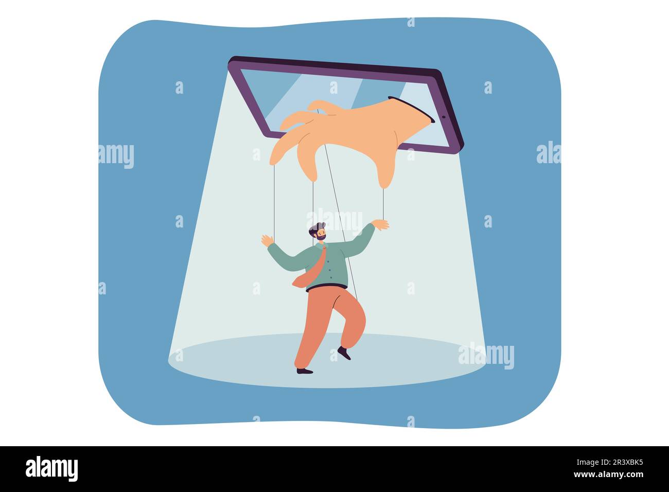 Hand from phone controlling cartoon businessman as puppet Stock Vector ...