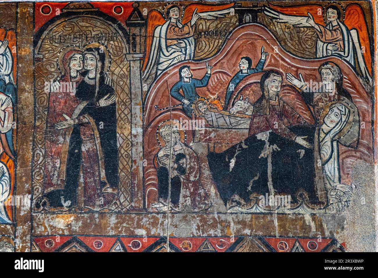 visitation and birth of Jesus, altar frontal of Santa Maria de Iguacel ...