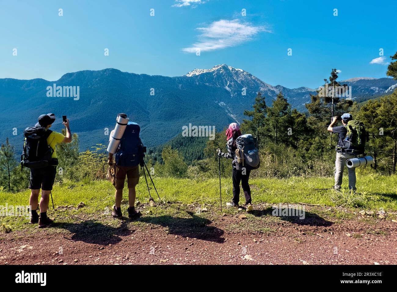 Trekking under Mount Tahtali on the Lycian Way, Antalya, Turkey Stock ...