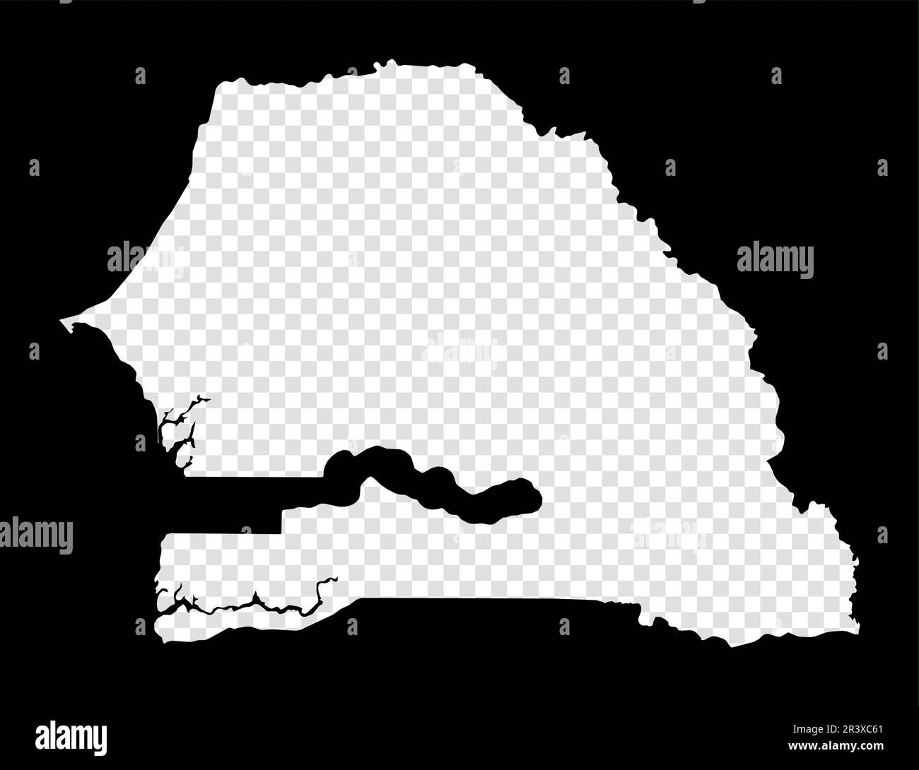 Stencil map of Senegal. Simple and minimal transparent map of Senegal ...
