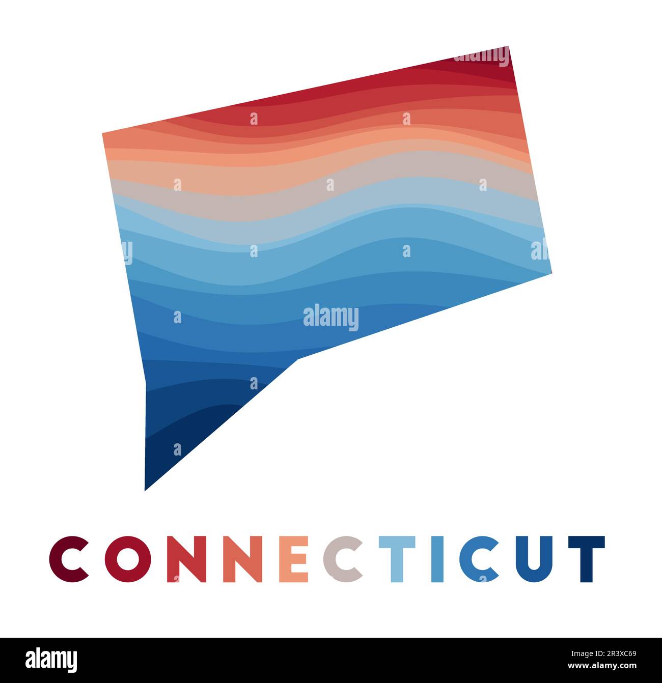 Connecticut map. Map of the us state with beautiful geometric waves in ...