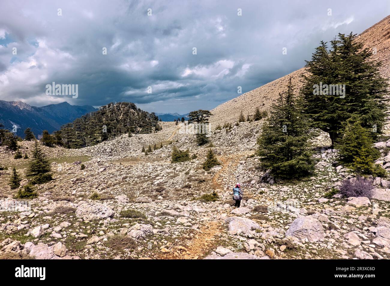 Trekking through the mountains on the Lycian Way, Antalya, Turkey Stock ...
