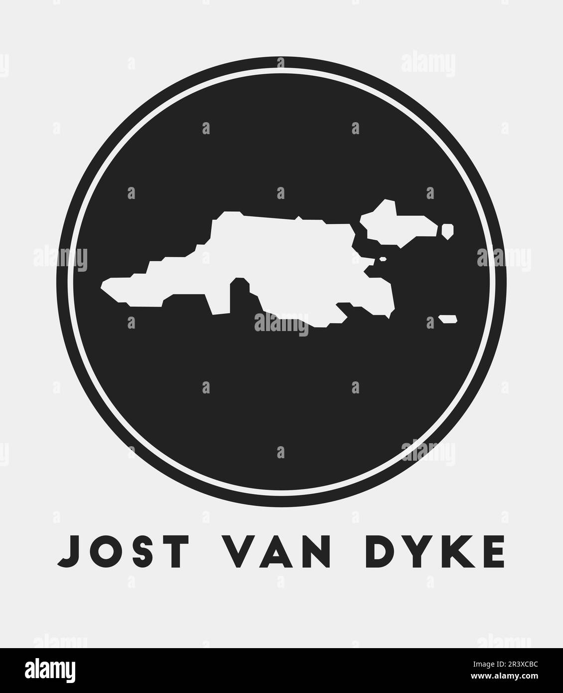 Jost Van Dyke icon. Round logo with island map and title. Stylish Jost ...
