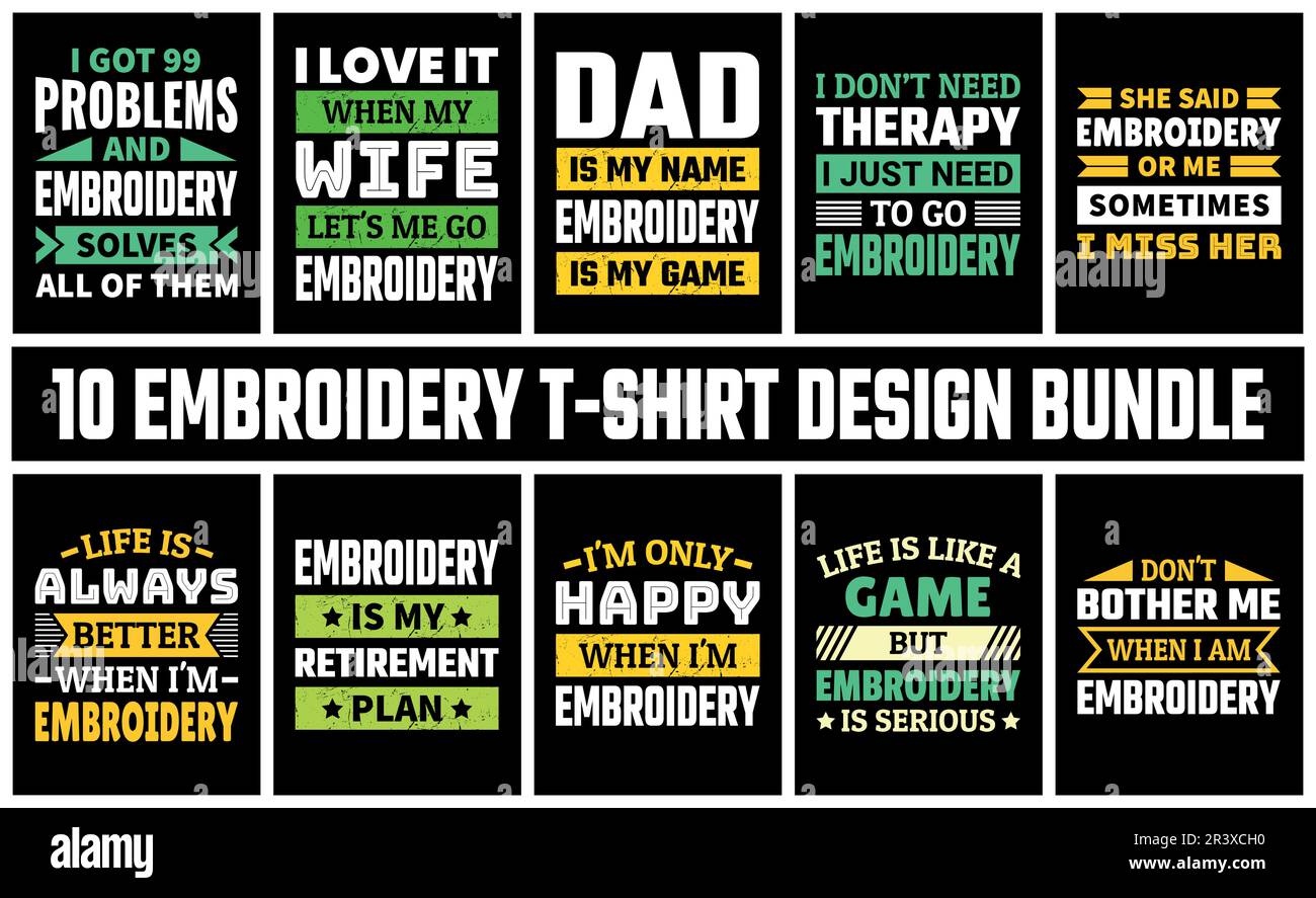 Embroidery T Shirt Design Set Vector Stock Vector Image & Art - Alamy