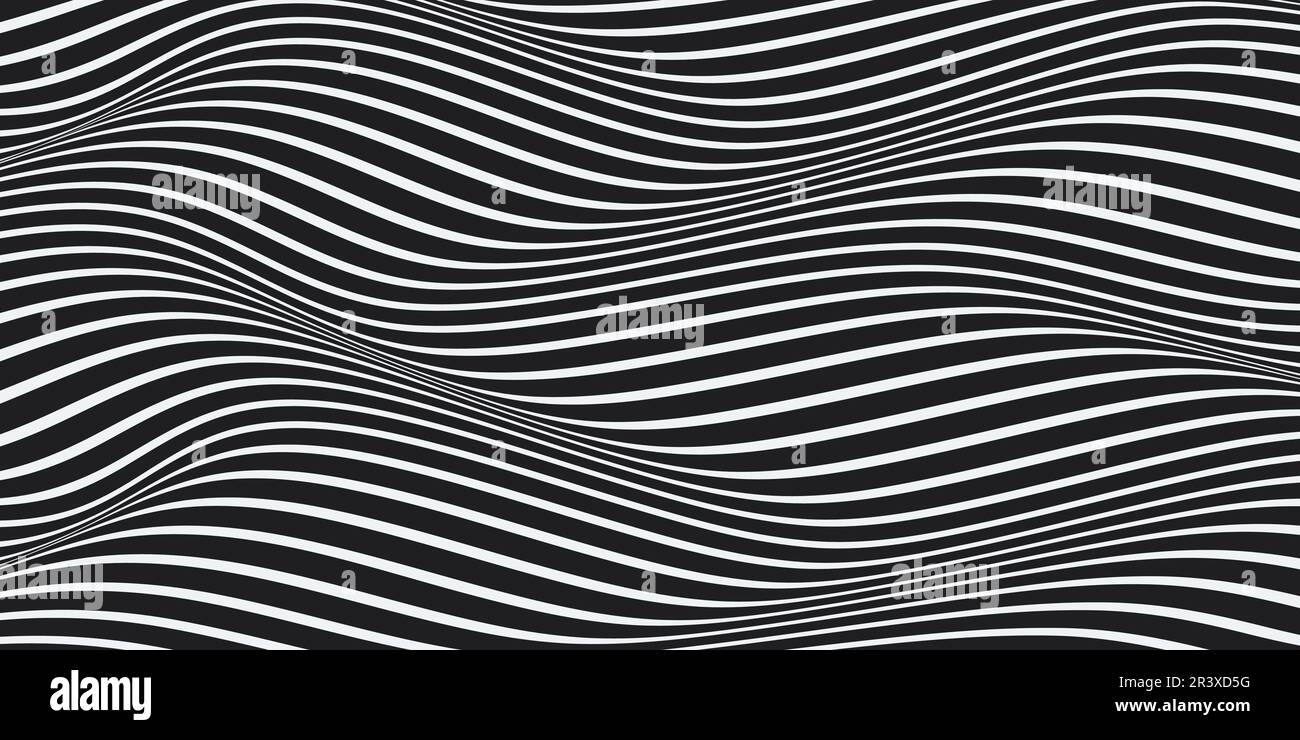 Wave of optical illusion. Abstract black and white illustrations ...