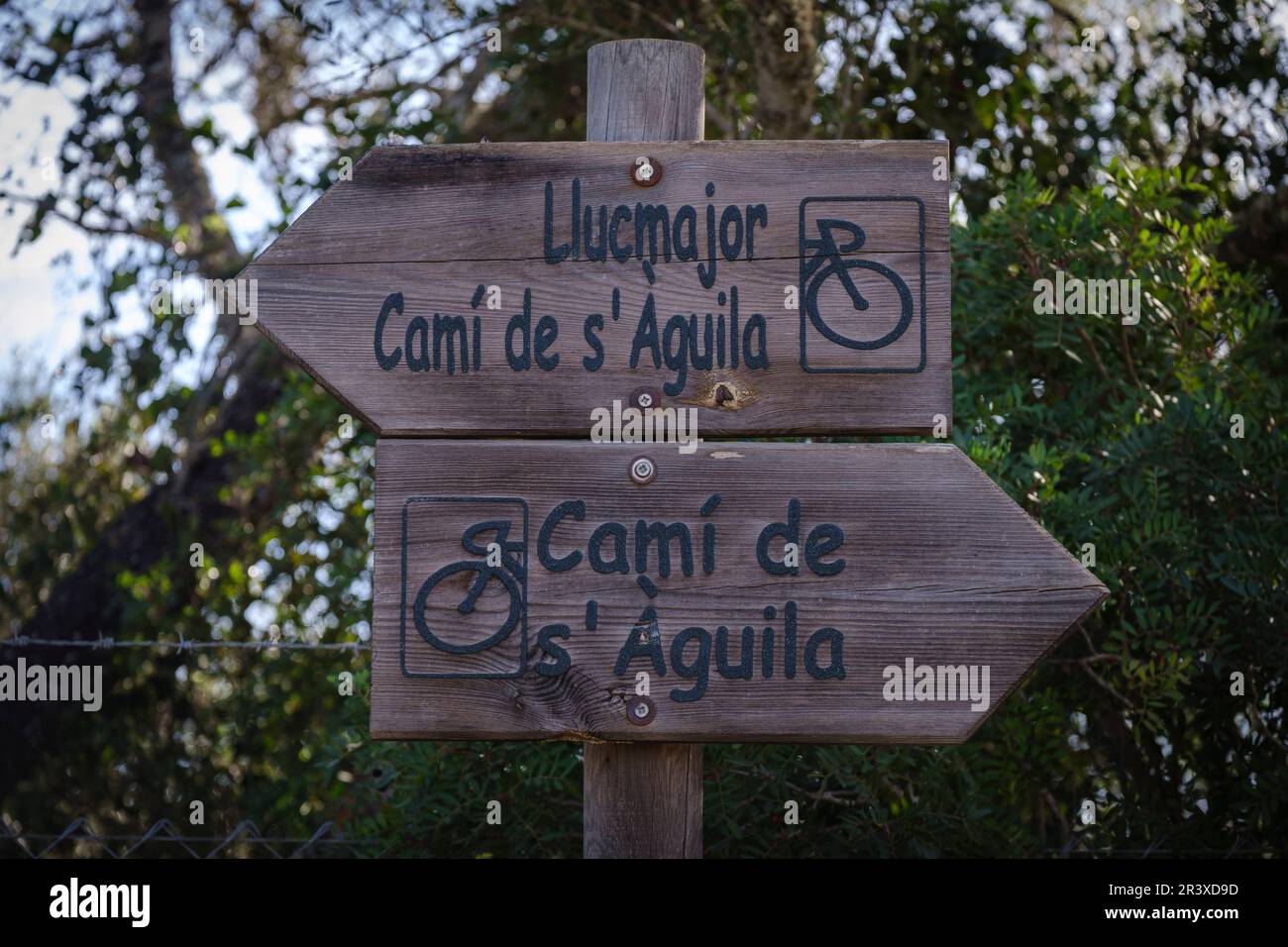 cycle route road signage, Llucmajor, Mallorca, Balearic Islands, Spain ...
