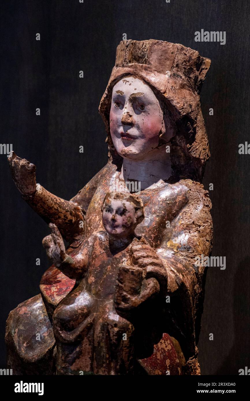 Virgin with child , Romanesque, 13th century, polychrome wood, comes ...