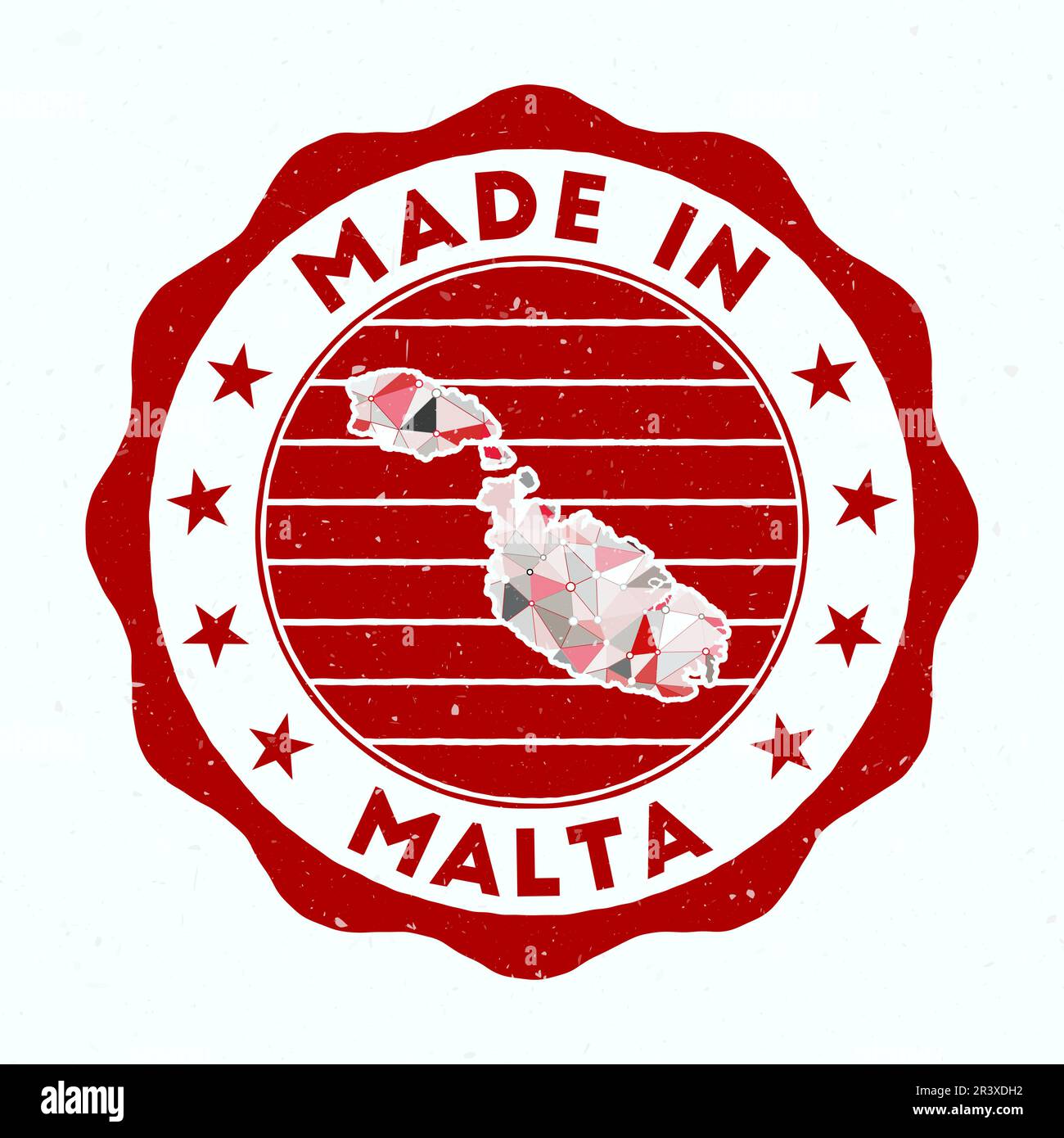 Made in Malta. Island round stamp. Seal of Malta with border shape ...