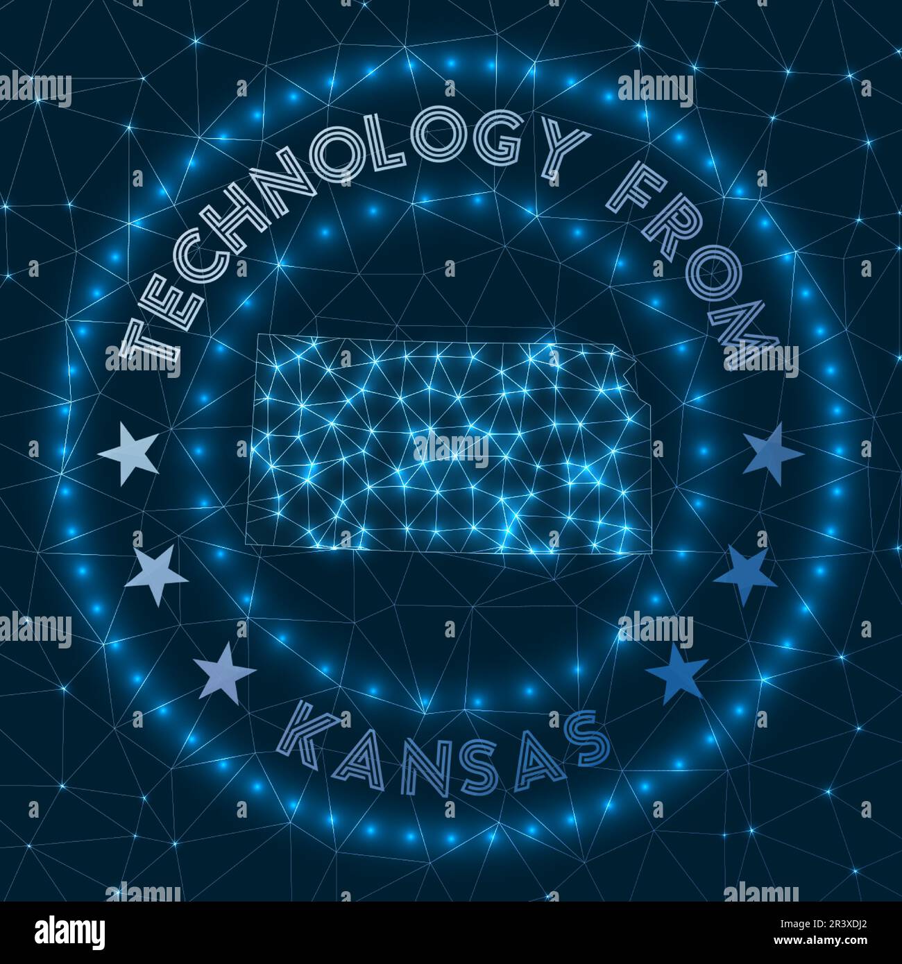 Technology From Kansas. Futuristic geometric badge of the US state ...