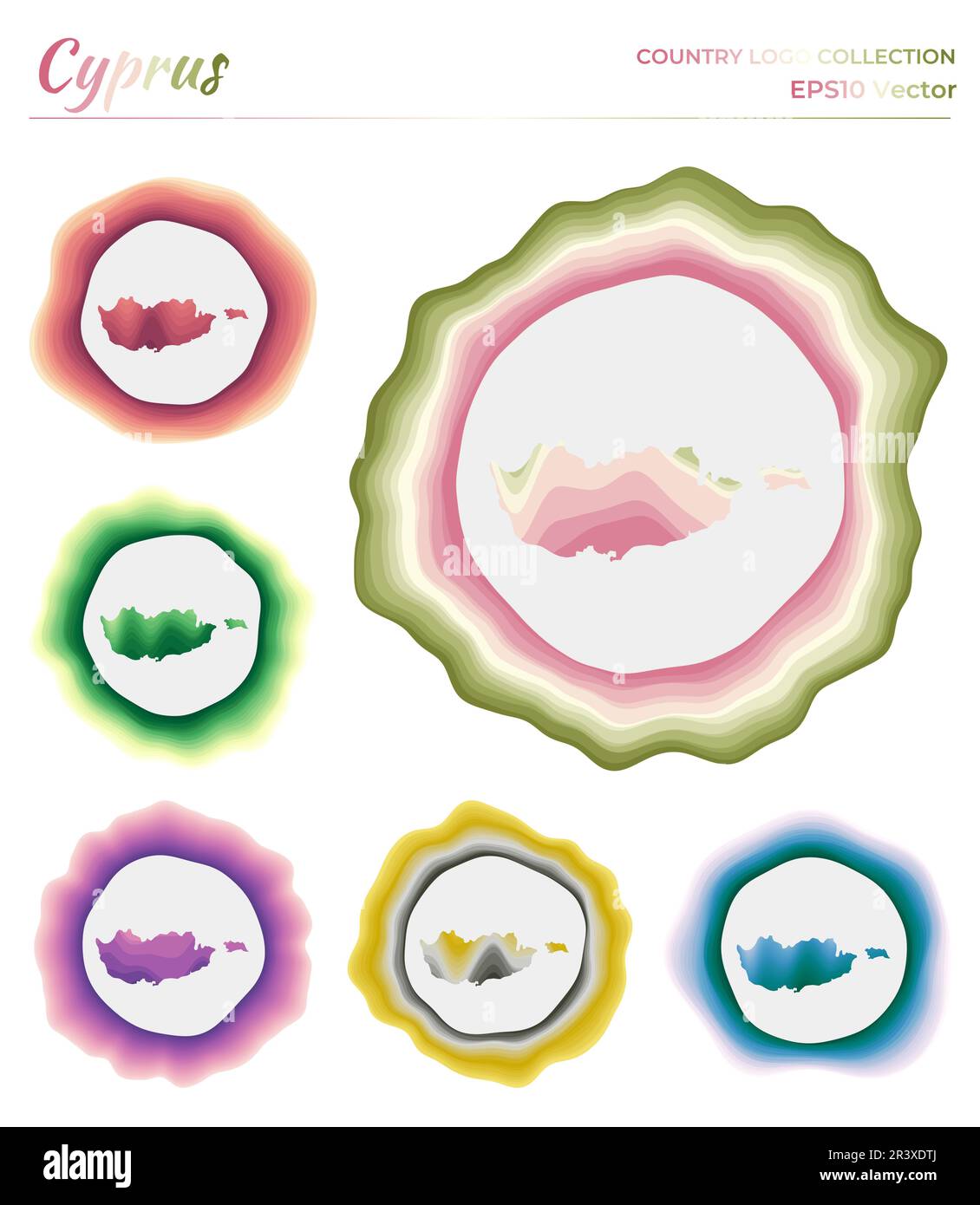 Cyprus logo collection. Colorful badge of the country. Layers around ...