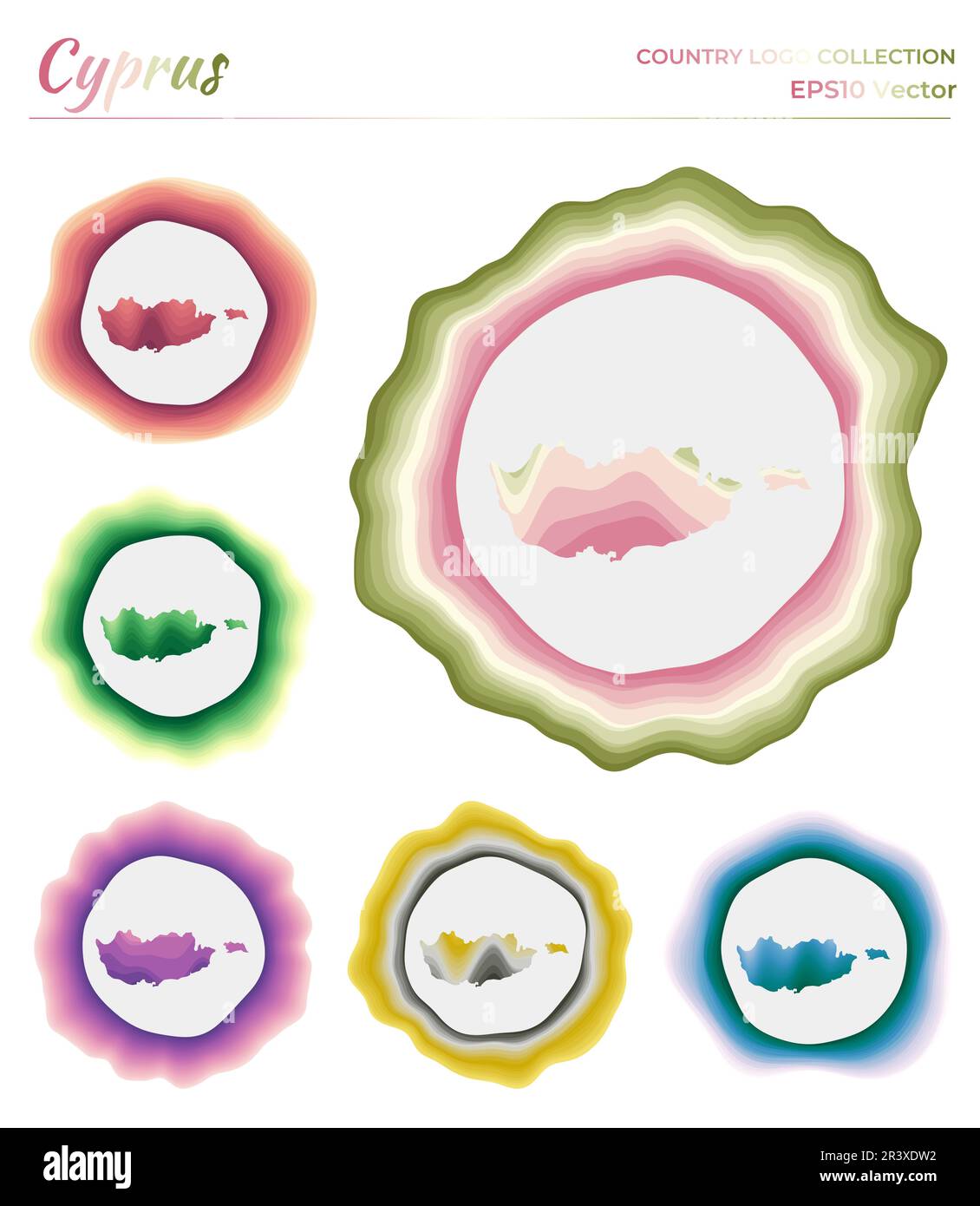 Cyprus logo collection. Colorful badge of the country. Layers around ...