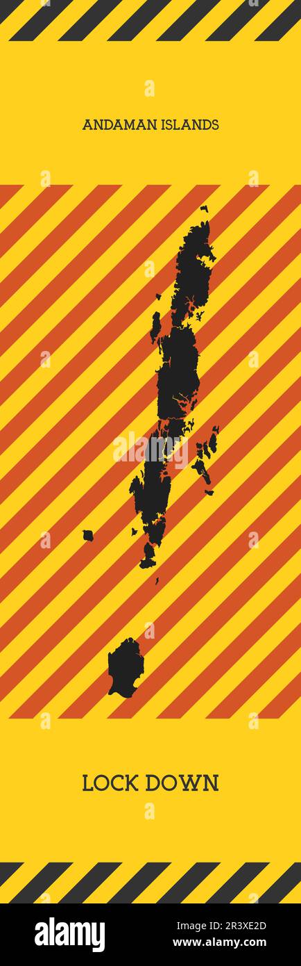 Andaman Islands Lock Down Sign. Yellow island pandemic danger icon ...