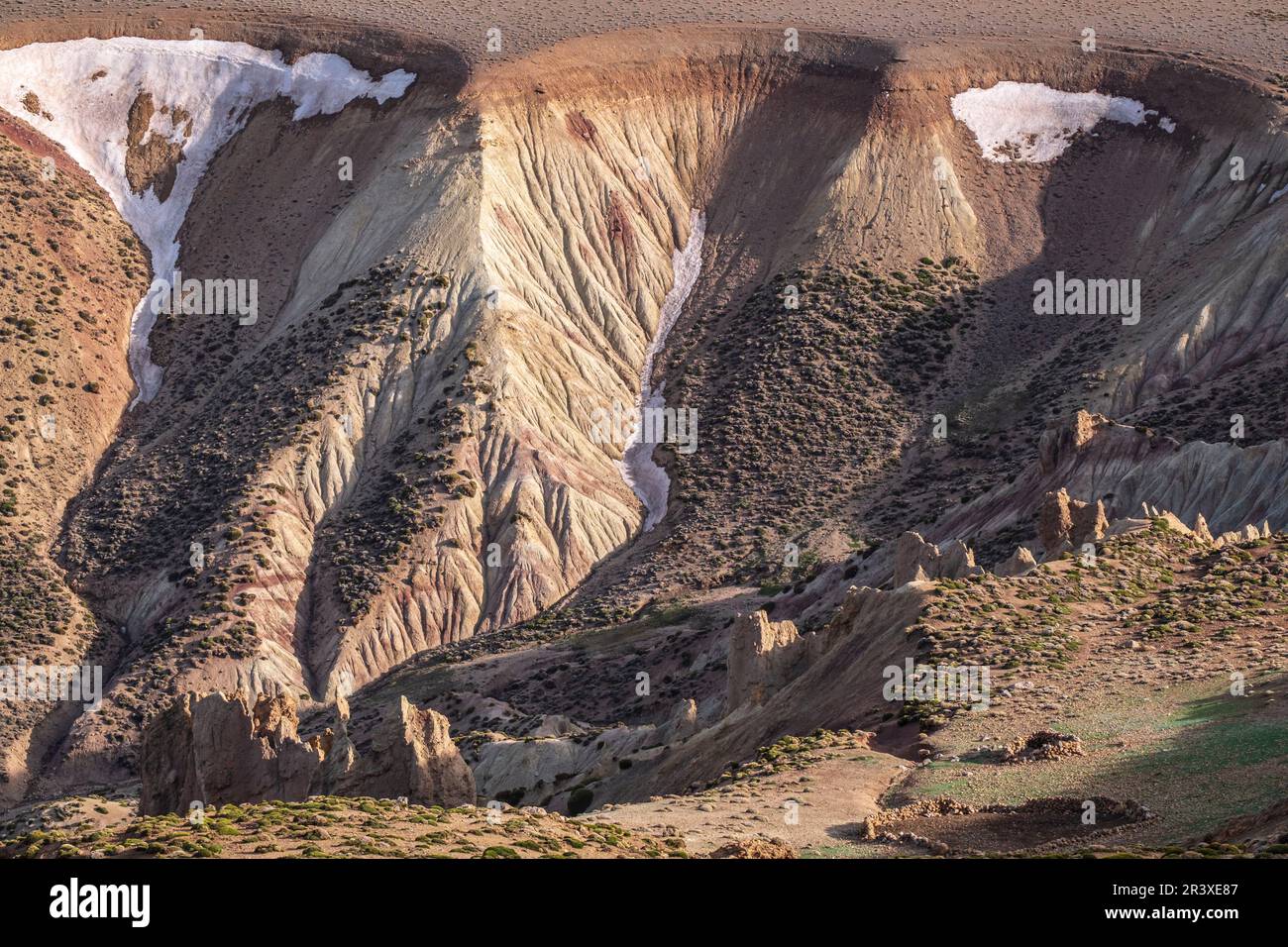 eroded rock formations, descent to the Arous gorge, M Goun trek, Atlas ...