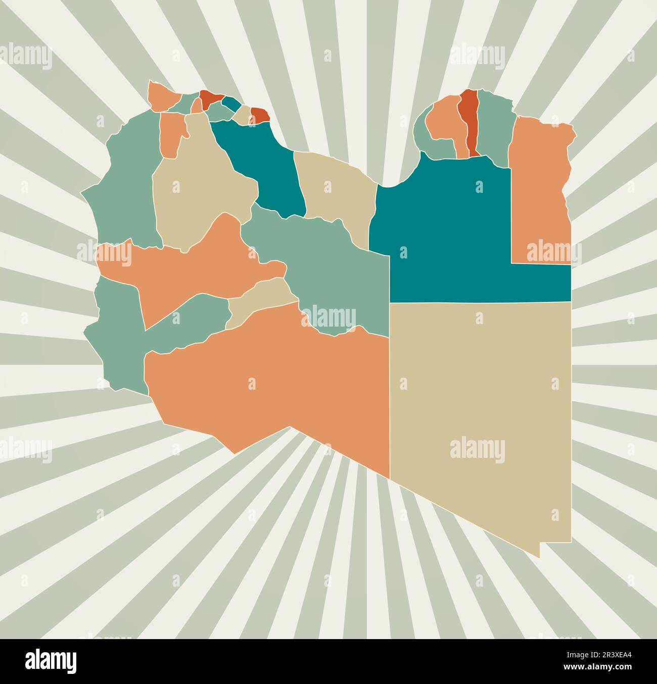 Libya map. Poster with map of the country in retro color palette. Shape ...