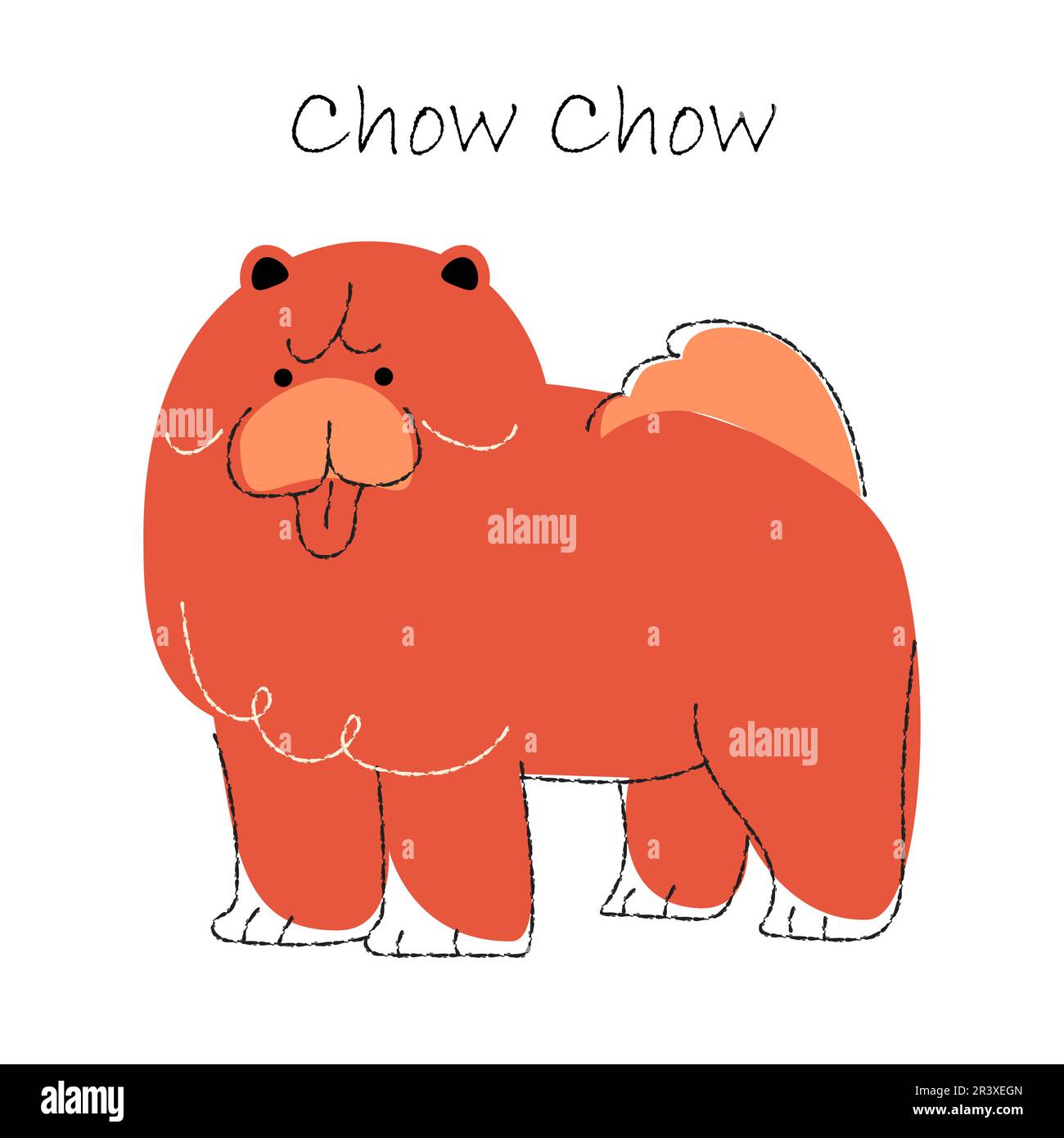 Chow Chow . Cute dog cartoon characters . Flat shape and line stroke ...