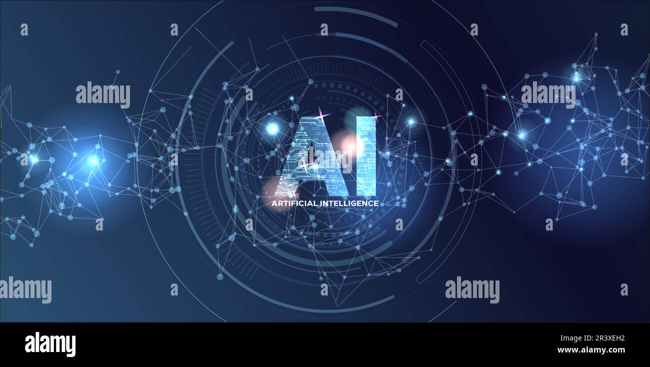 Artificial Intelligence Logo, Icon. Vector symbol AI, deep learning blockchain neural network ...