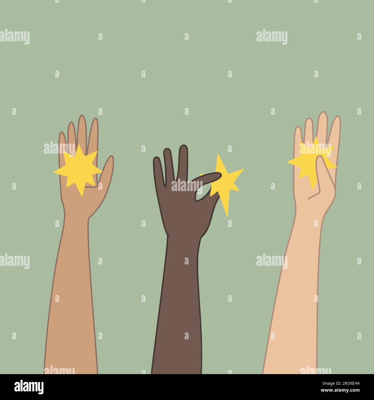 Hands holding stars. Metaphor for catching a dream, hope or celebration ...