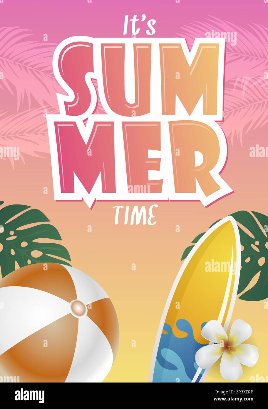 Summer vector poster design. Summer element for colorful tropical ...