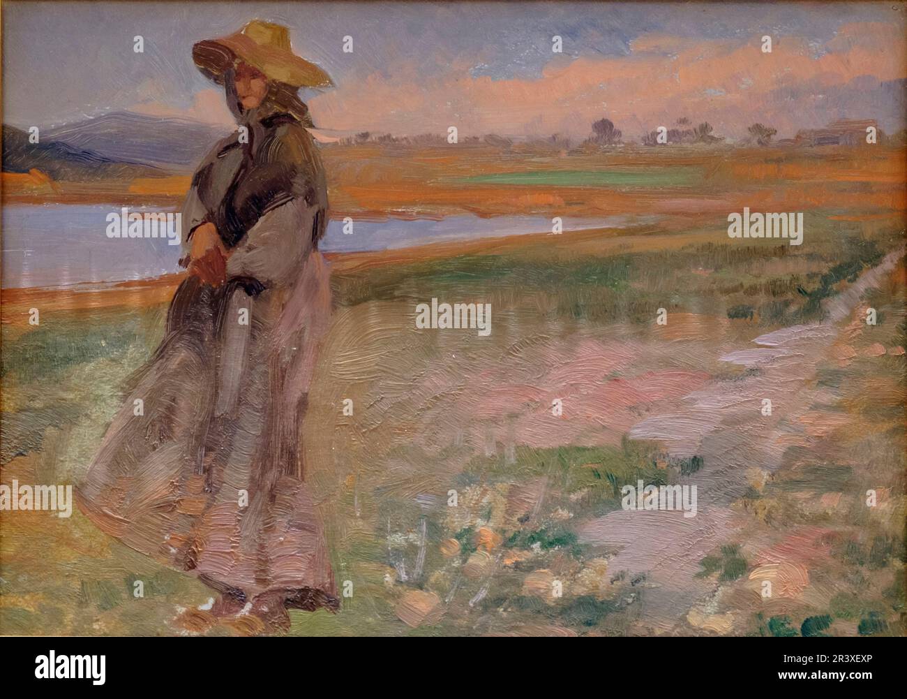 paisaje con mujer ibicenca, oleo sobre tela, Narcís Puget Viñas, museo ...