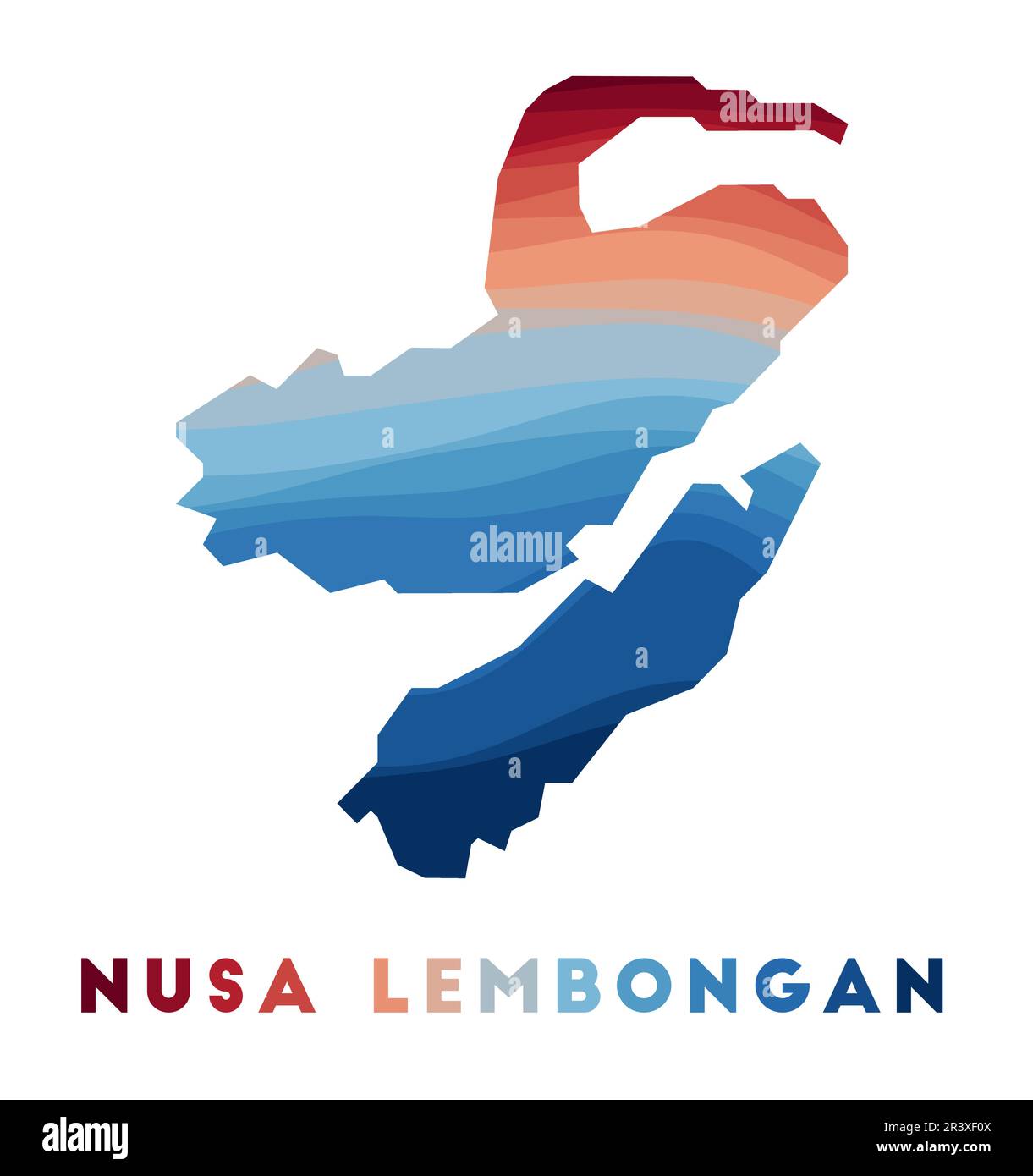 Nusa Lembongan map. Map of the island with beautiful geometric waves in ...
