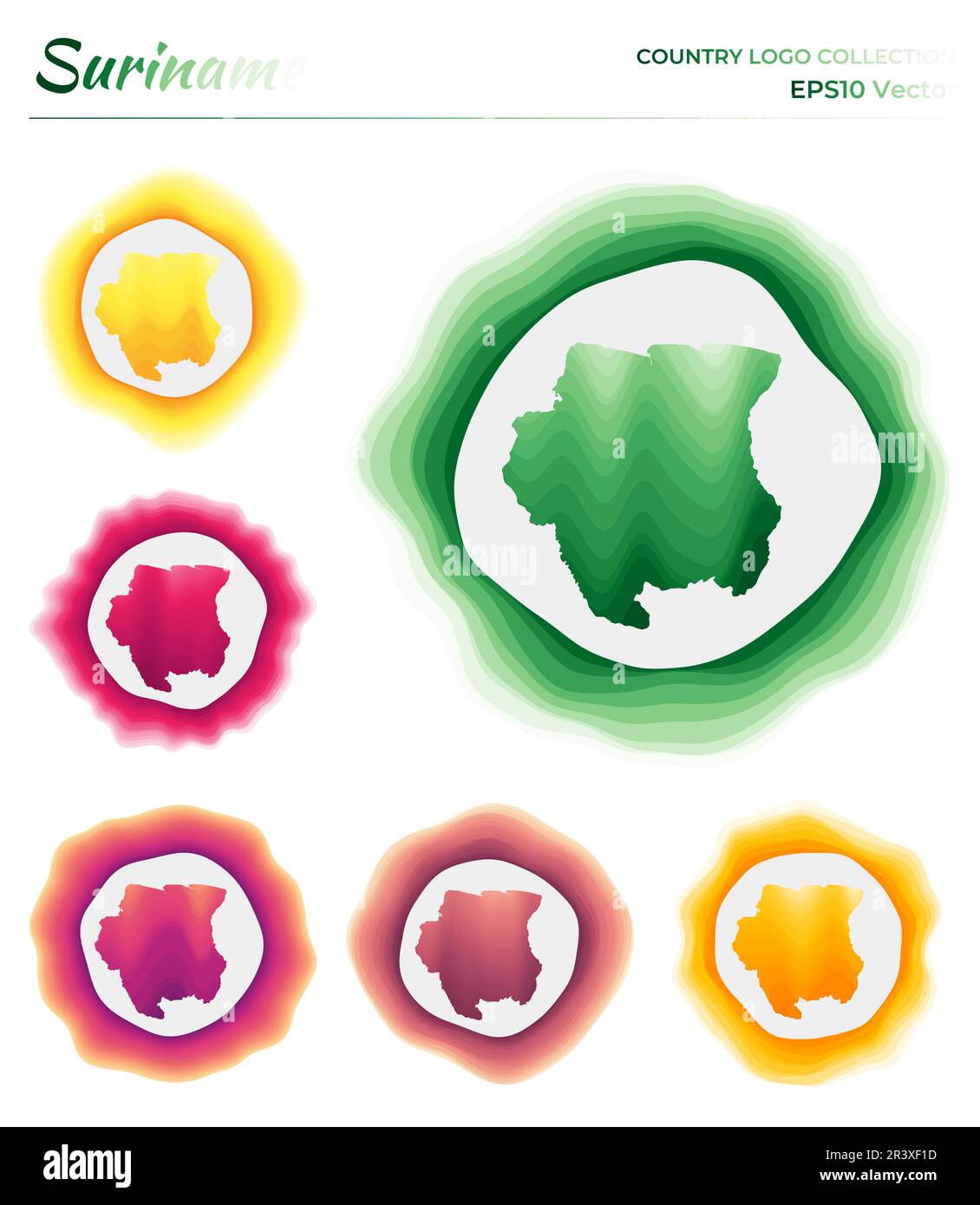 Suriname logo collection. Colorful badge of the country. Layers around ...