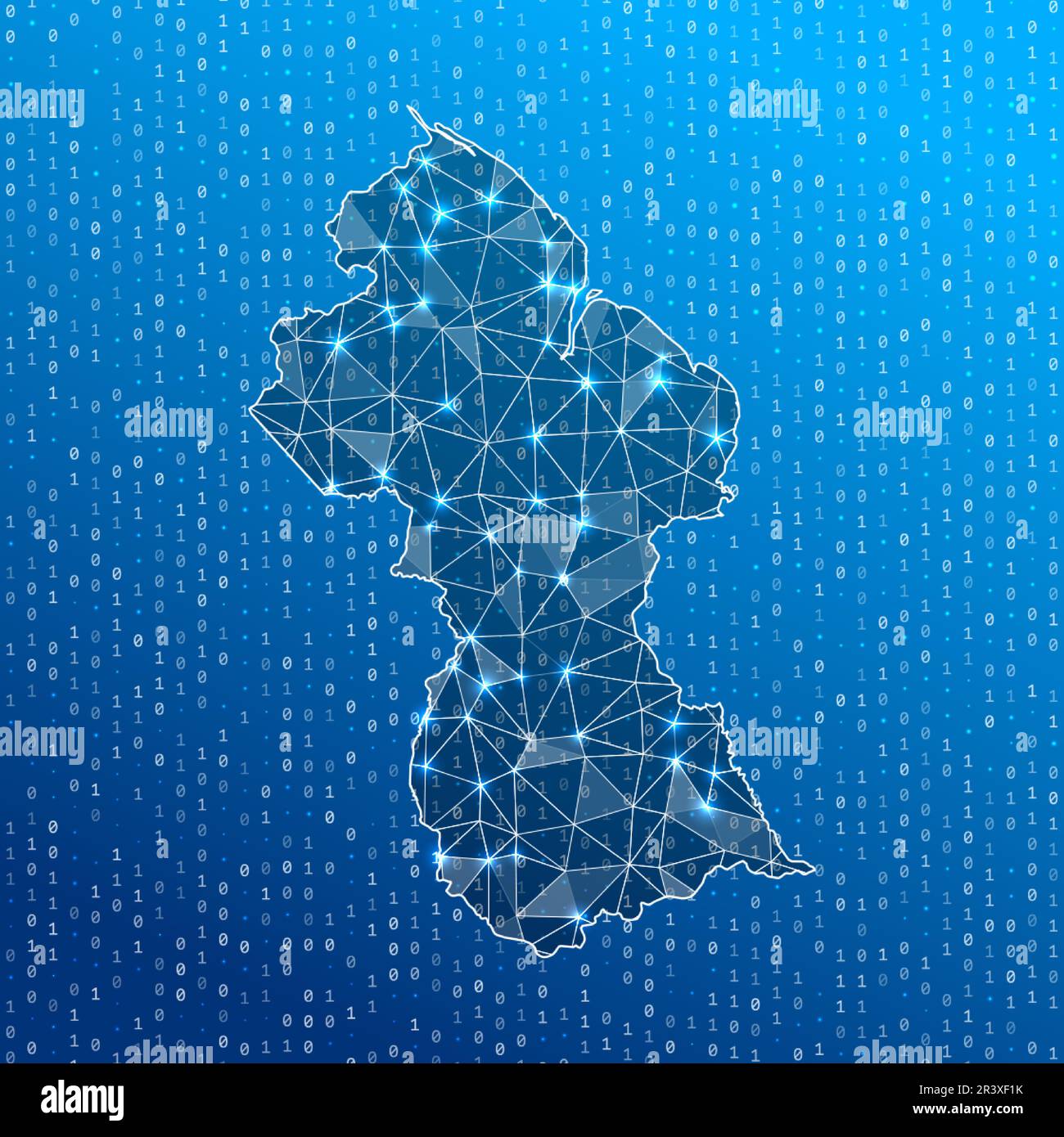 Network map of Guyana. Country digital connections map. Technology, internet, network ...