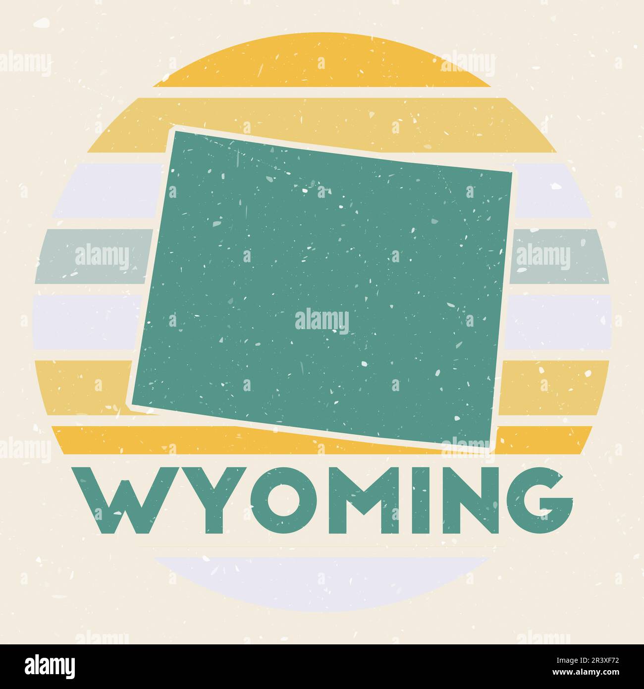 Wyoming logo. Sign with the map of US state and colored stripes, vector ...