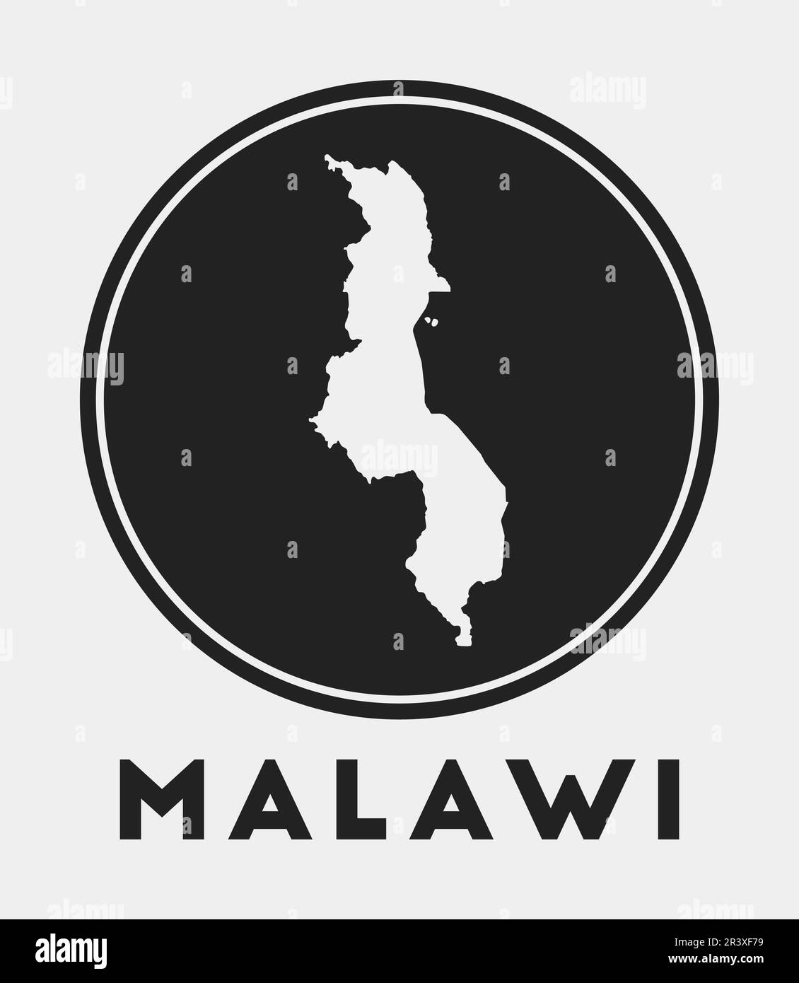 Malawi icon. Round logo with country map and title. Stylish Malawi ...