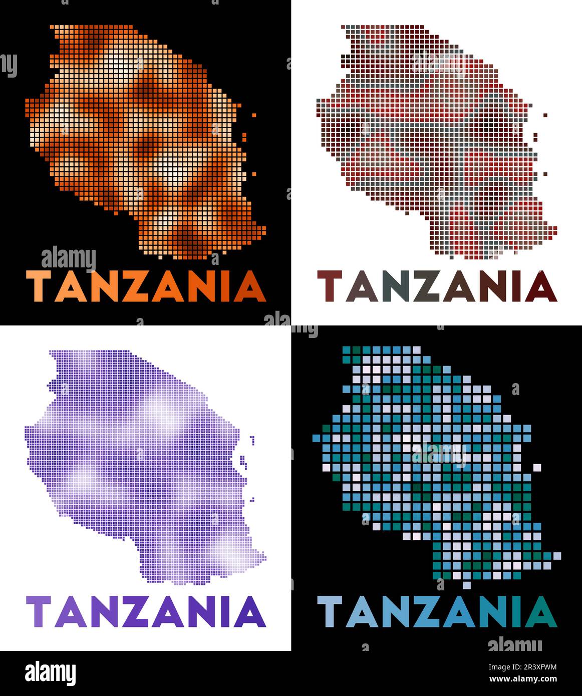 Tanzania map. Collection of maps of Tanzania in dotted style. Borders ...