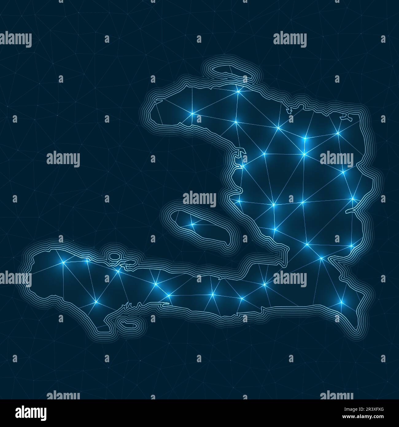 Haiti network map. Abstract geometric map of the country. Digital ...