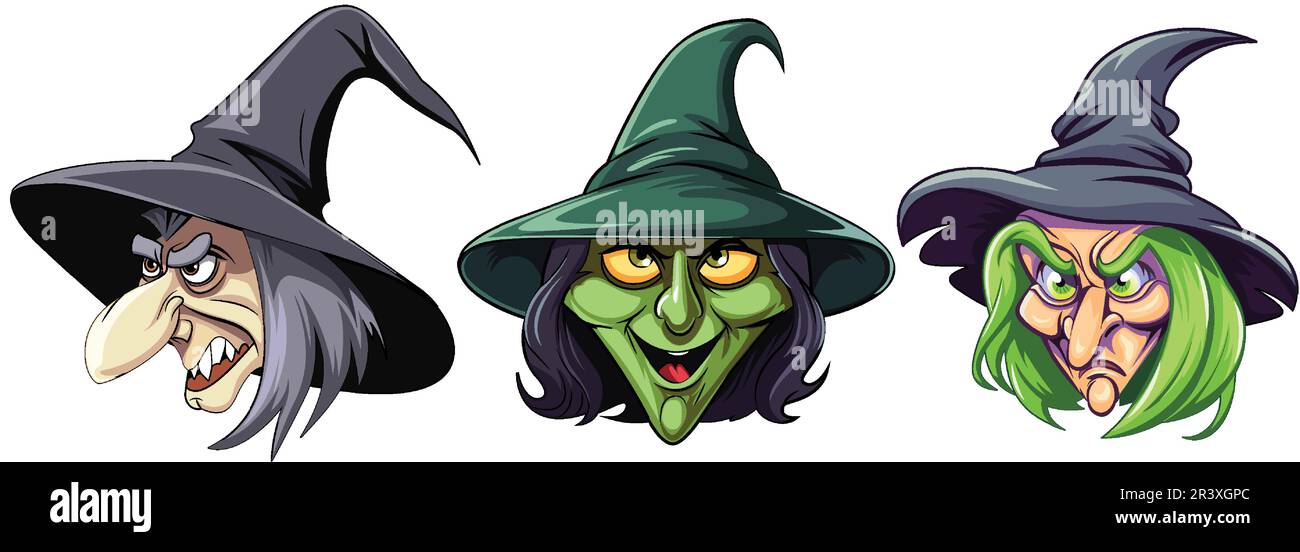 Old Wizard with Scary Hat Cartoon Collection illustration Stock Vector ...