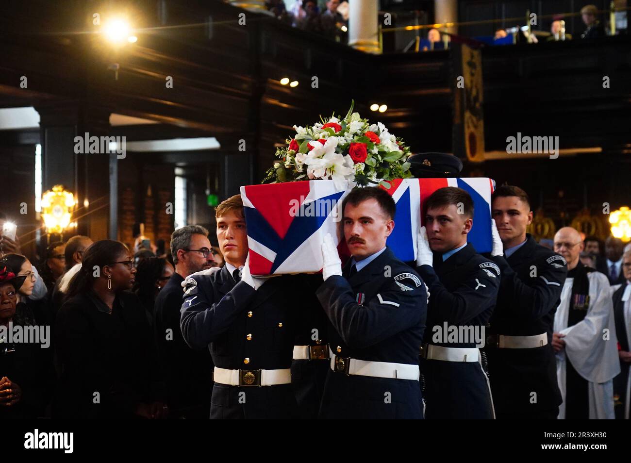 The funeral of RAF Sergeant Peter Brown at St Clement Danes Church, in ...