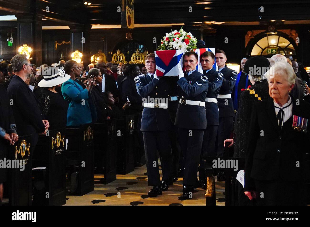 The funeral of RAF Sergeant Peter Brown at St Clement Danes Church, in ...