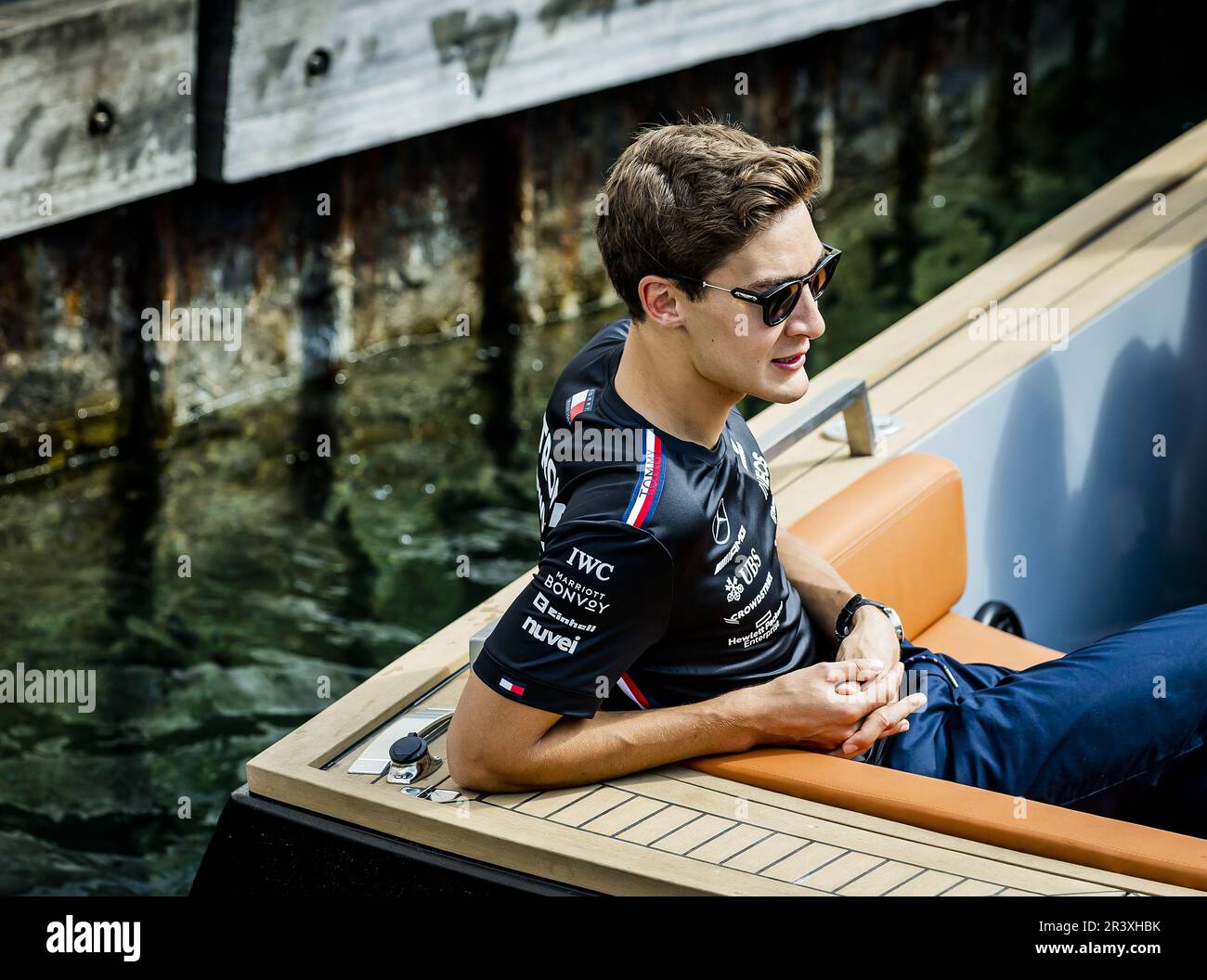 Monaco. May 25, 2023. George Russell (Mercedes) in the paddock ahead of ...