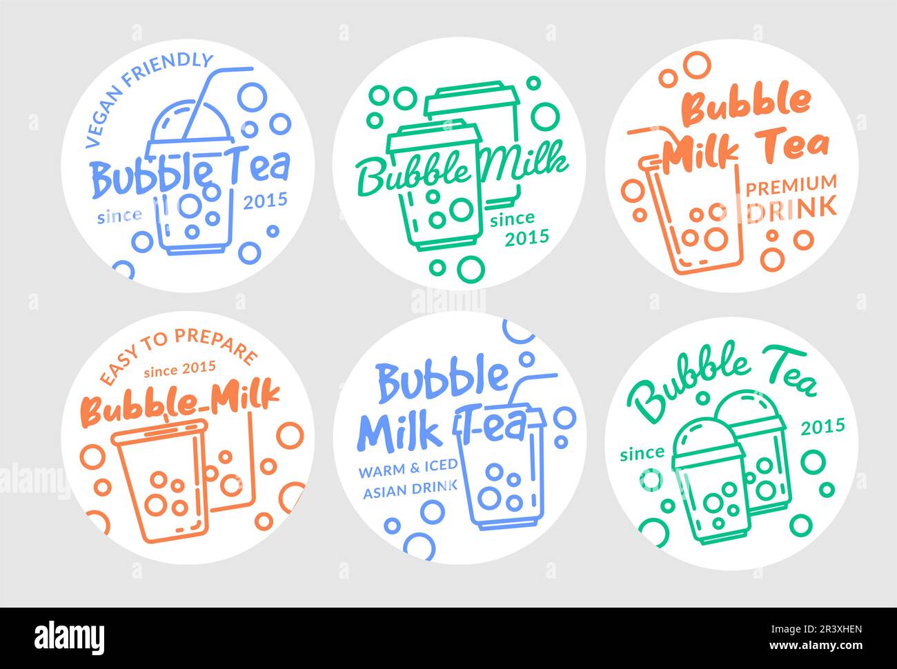 Round label set for bubble tea business promo Stock Vector Image & Art ...