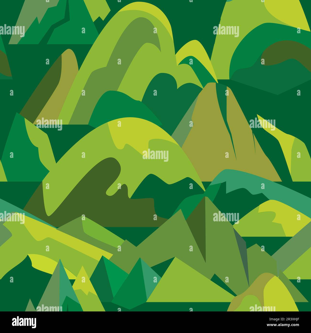 Green seamless pattern with mountain icons in flat style. Repeatable ...