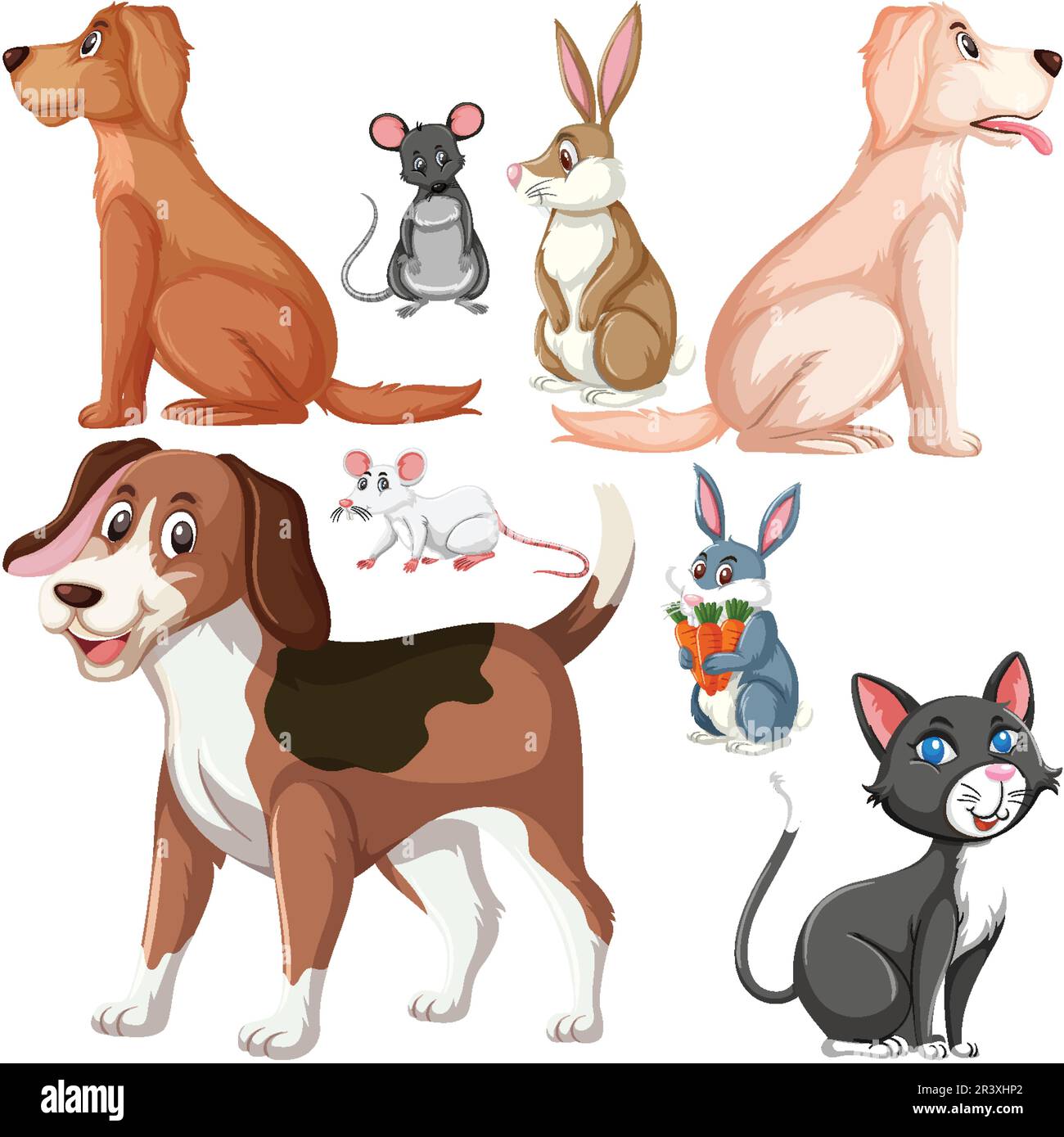 Set of cute wildlife cartoon character illustration Stock Vector Image ...