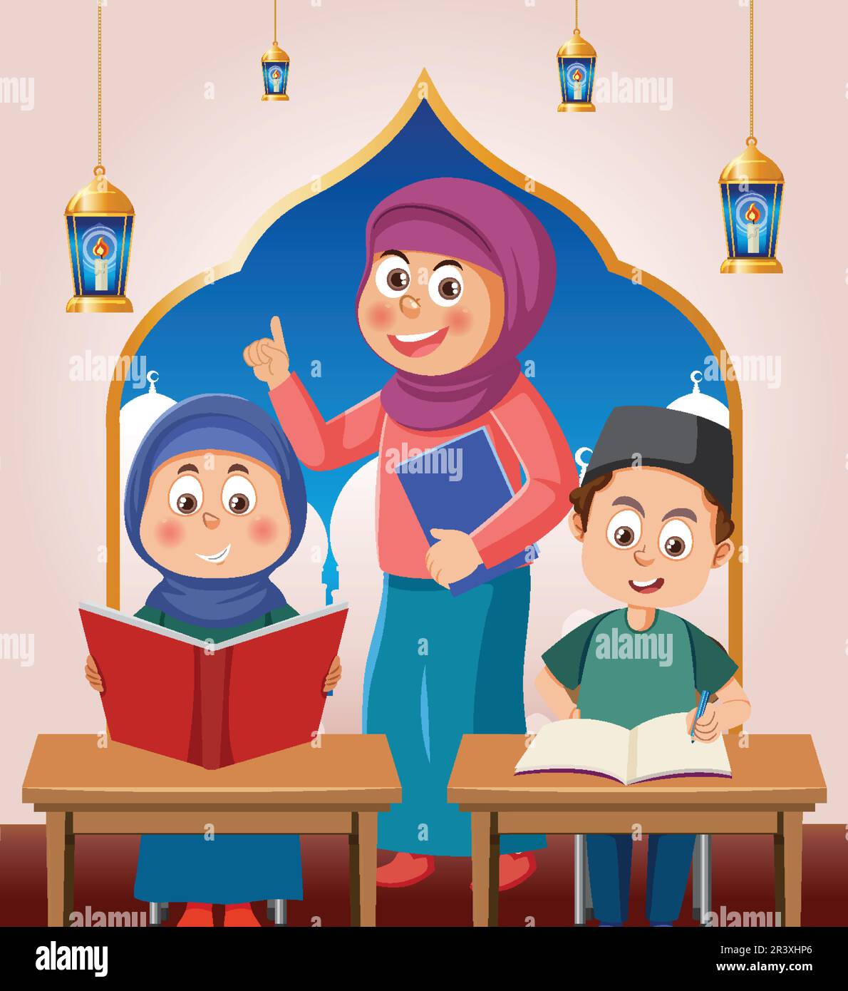 Muslim student at school illustration Stock Vector Image & Art - Alamy