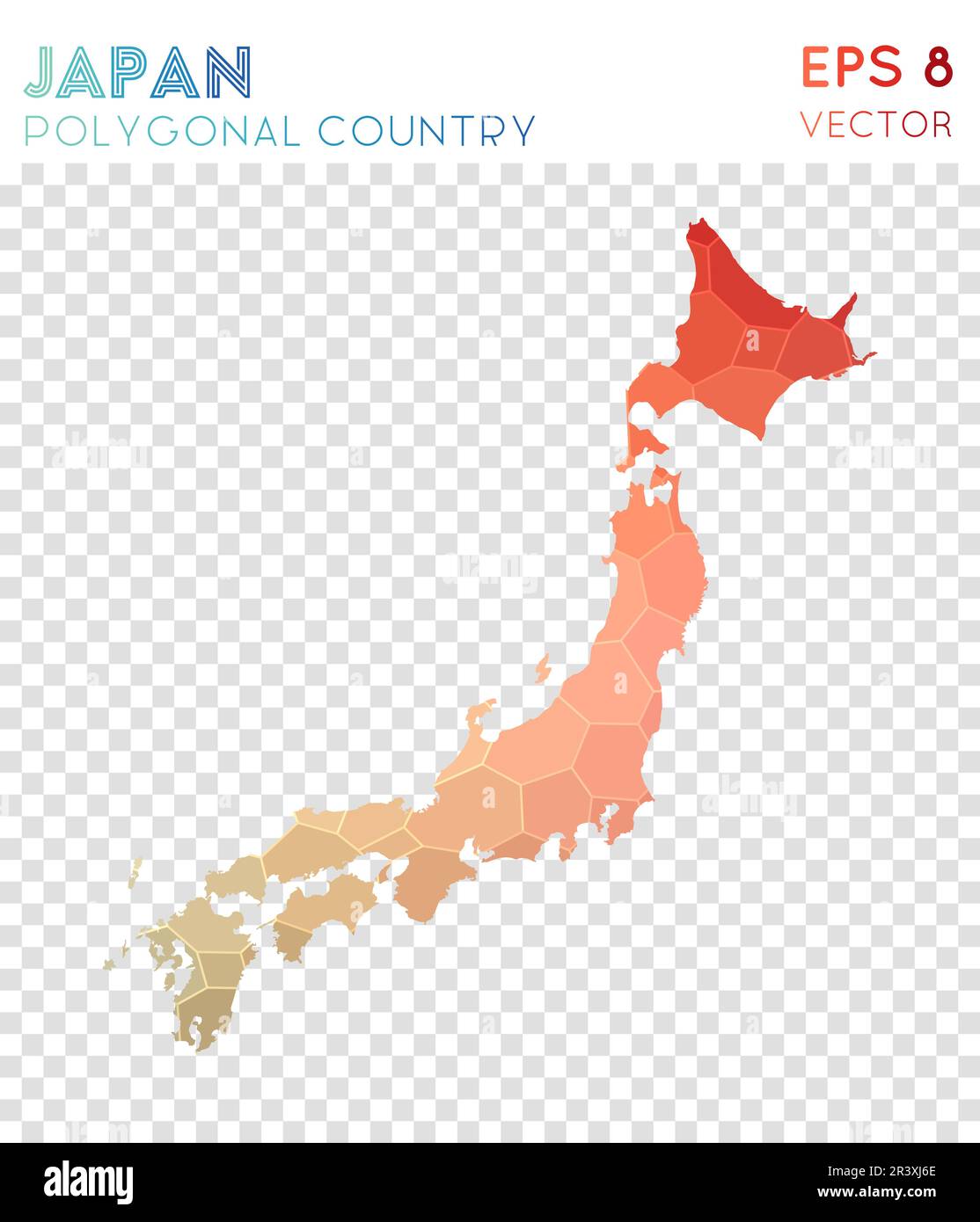 Japan polygonal map, mosaic style country. Nice low poly style, modern ...